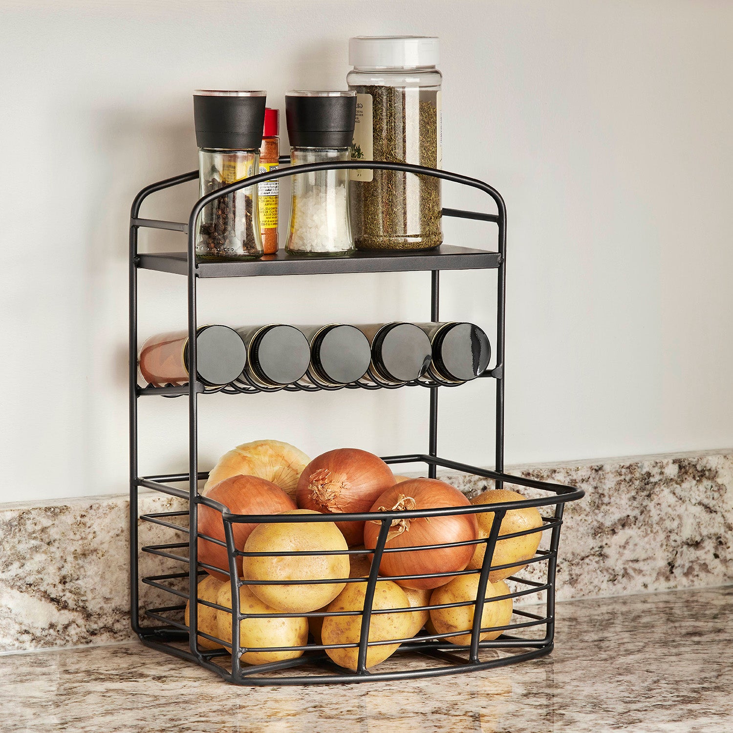 Countertop Storage Bin with Shelf & Jars – Polder Products